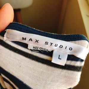 Max Studio | Tops | Max Studio Lino Stripe Drapey Neck Tee | Poshmark